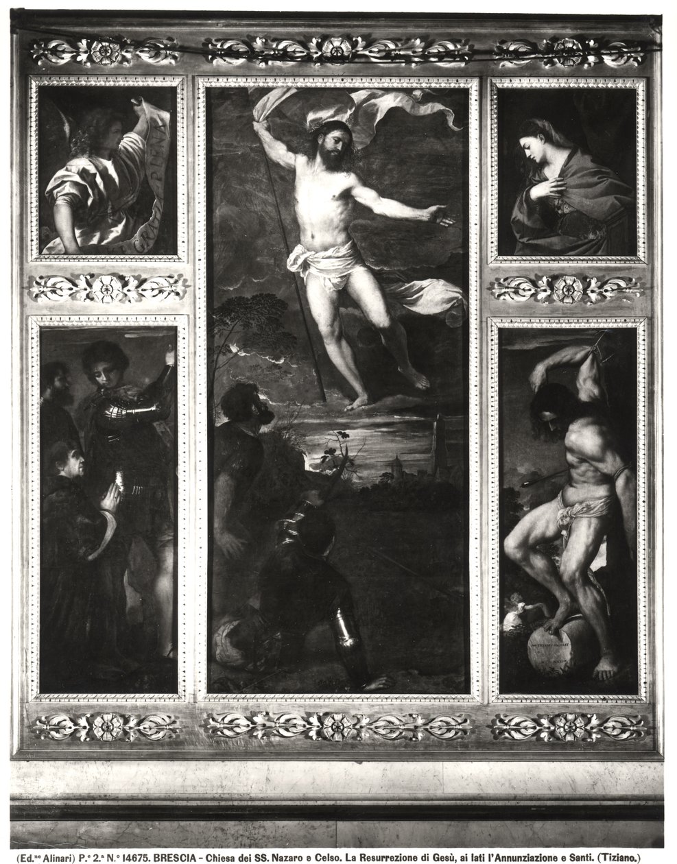 Averoldi Polyptych depicting the Resurrection of Christ, the Annunciation, SS Nazarius and ...
